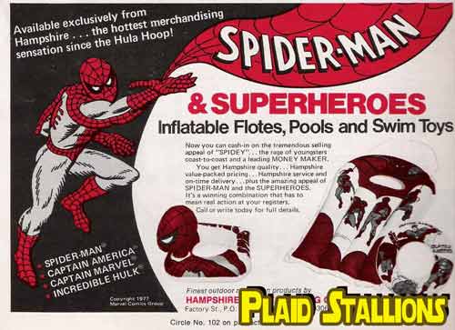 Spider-man Pool toys Ad from 1977: Plaid Stallions
